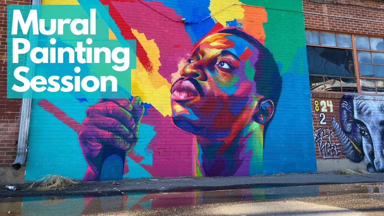 Painting an abstract portrait mural of my friend Enock - Timelapse ...