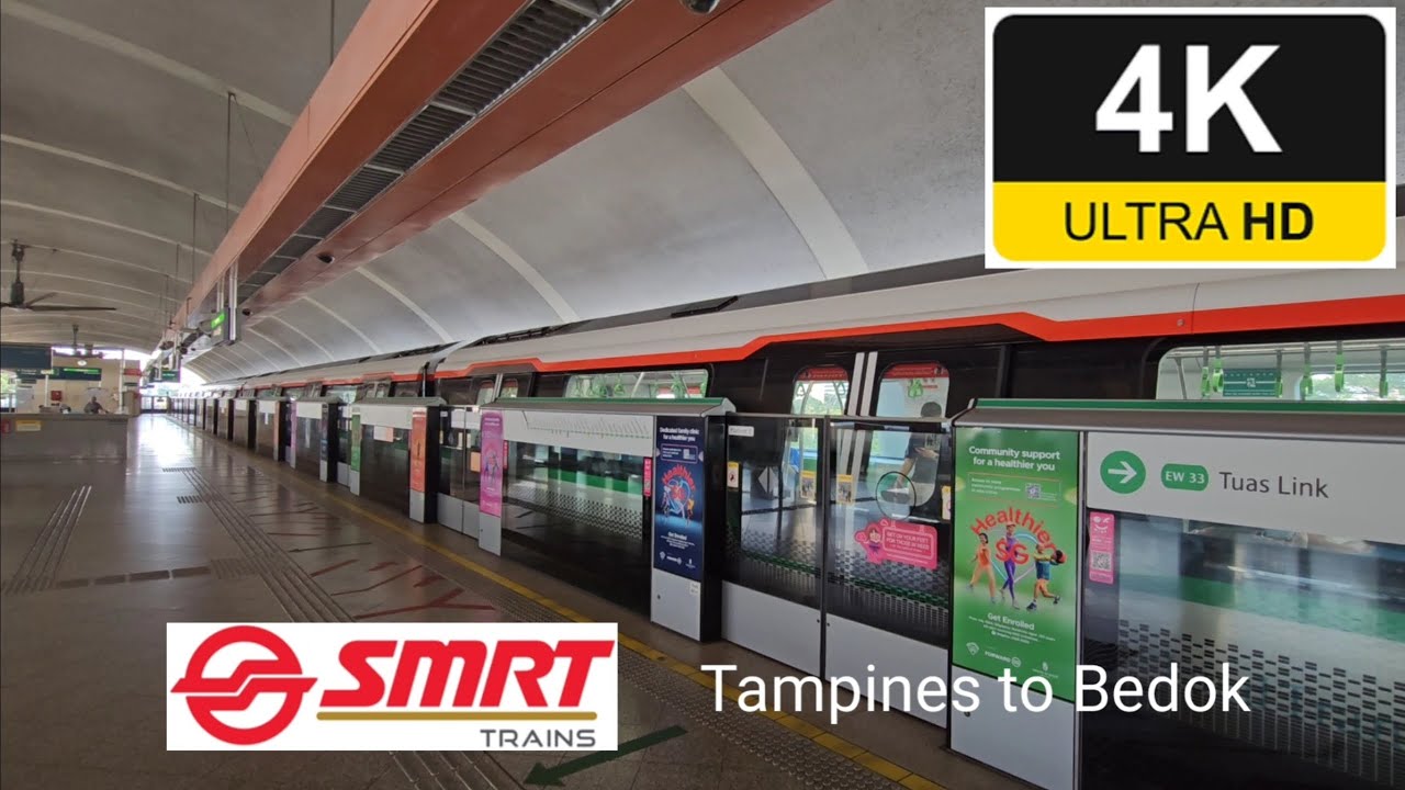 SMRT EWL Alstom MOVIA R151 (823/824) ride from Tampines to Bedok - YouTube