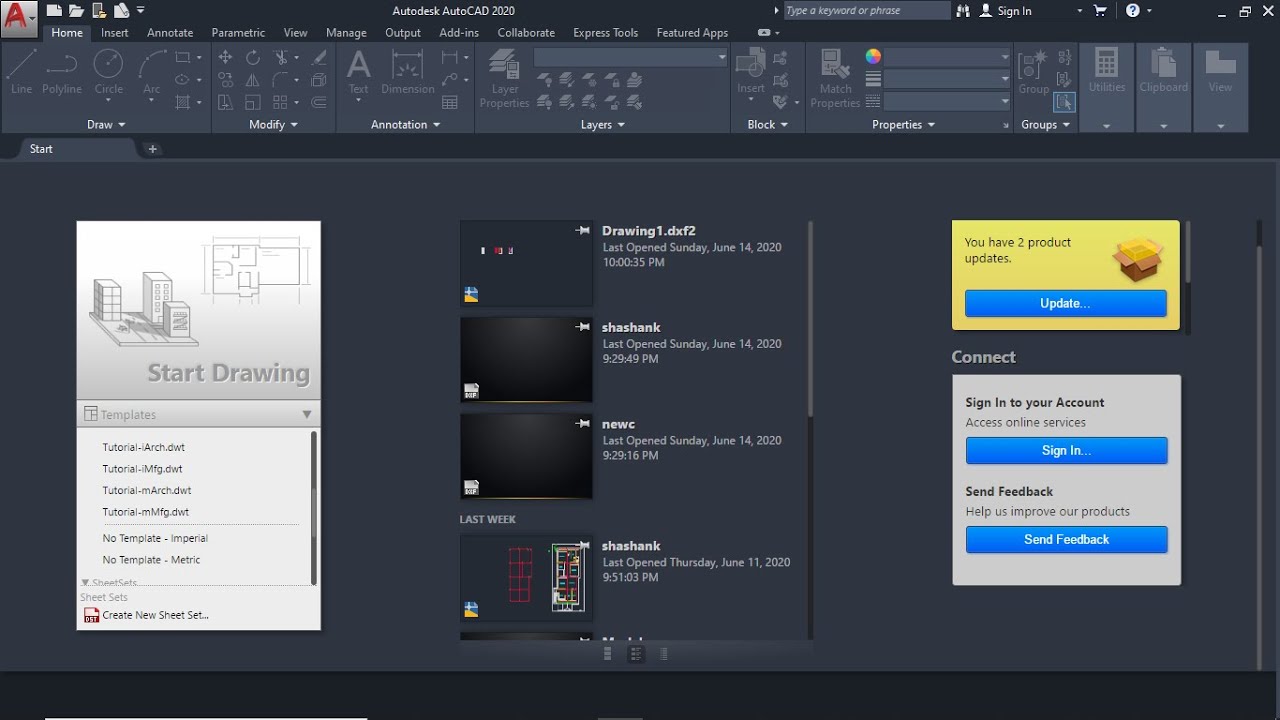 #3 AutoCAD Tutorial for Beginners, / Welcome Screen of AutoCad. in ...