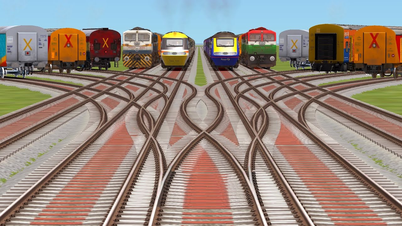 🔟Train Crossings🚸By Bumpy Forked Railroad Track || Railways Tracks ...