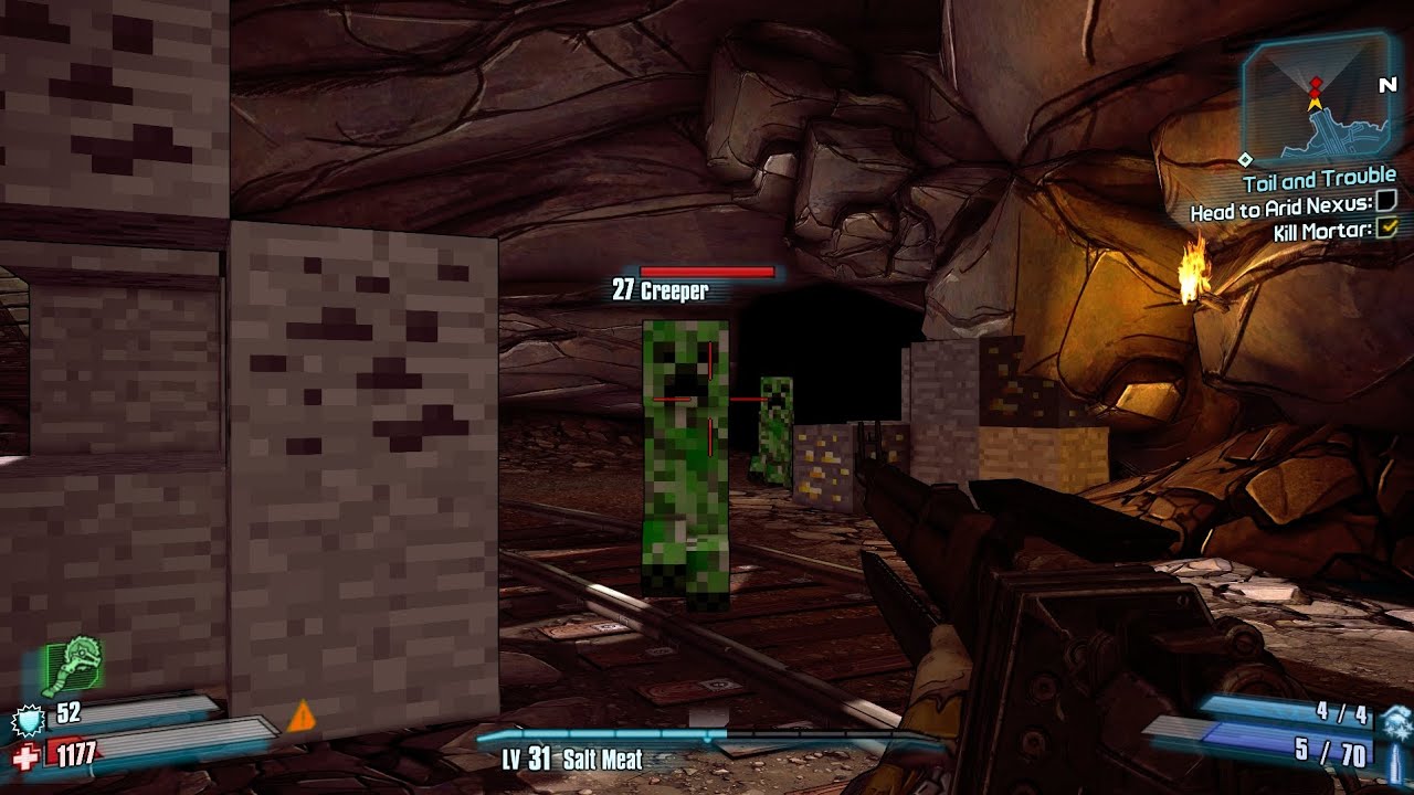 Borderlands 2: Minecraft Easter Egg part 2, Into The Cave - YouTube
