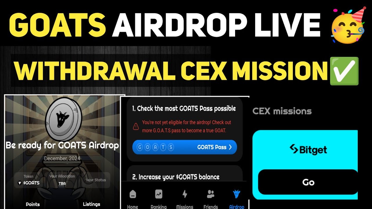 Goats Airdrop Live | Goats Withdrawal | Goats Cex Mission Complete ...