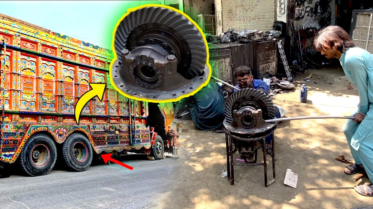 Amazing Process Of Repairing Truck Differential Gear | Broken Rear Axle ...