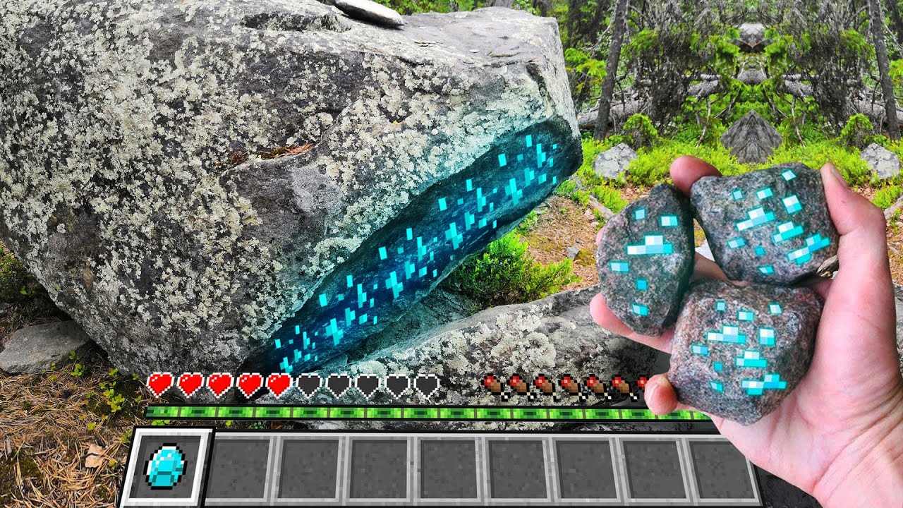 Minecraft Real POV Realistic DIAMOND ORE in real life - YouTube