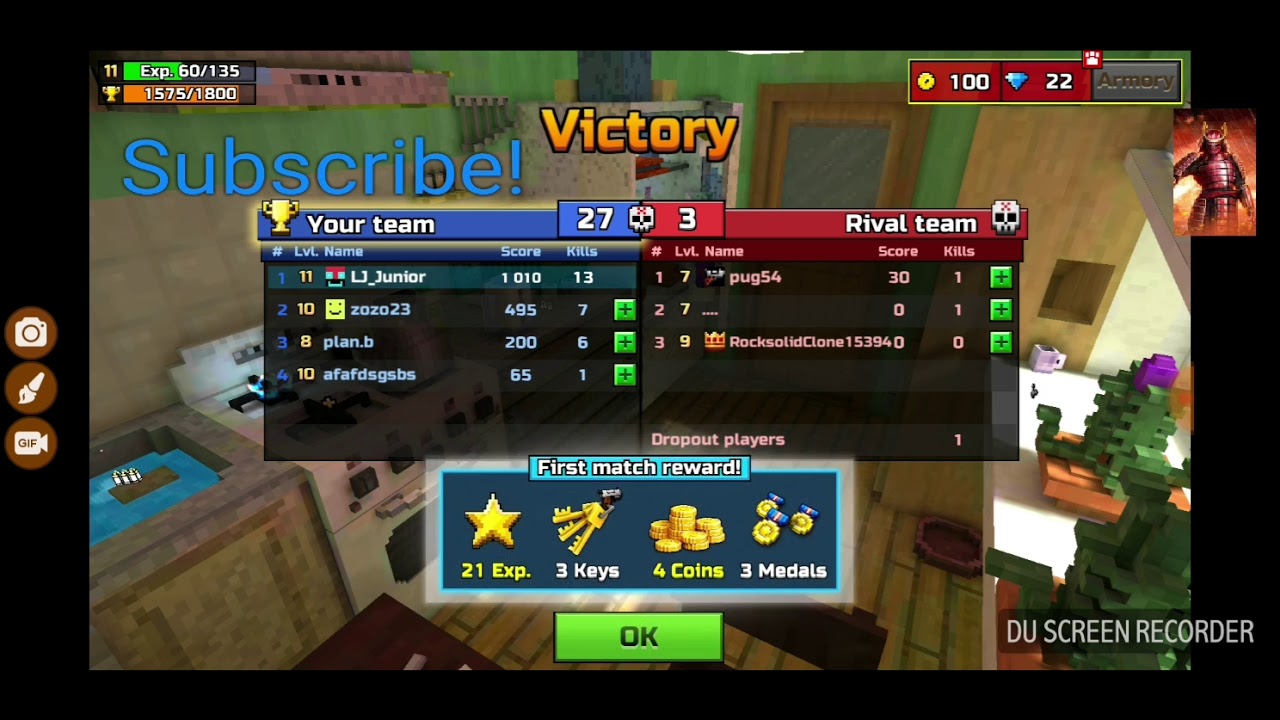 #4 PIXEL GUN 3D I tried to change my rank or trophy Please read desc ...