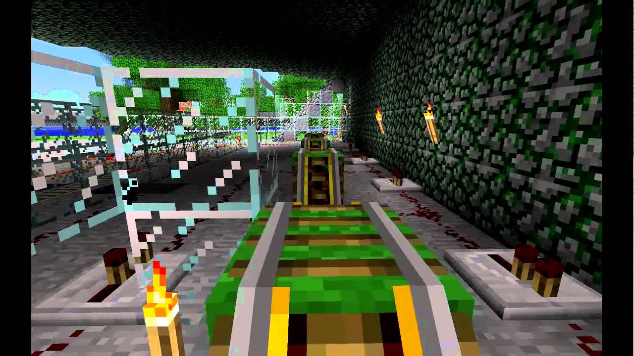 Minecraft - Monster shooting gallery powered by minecarts - YouTube