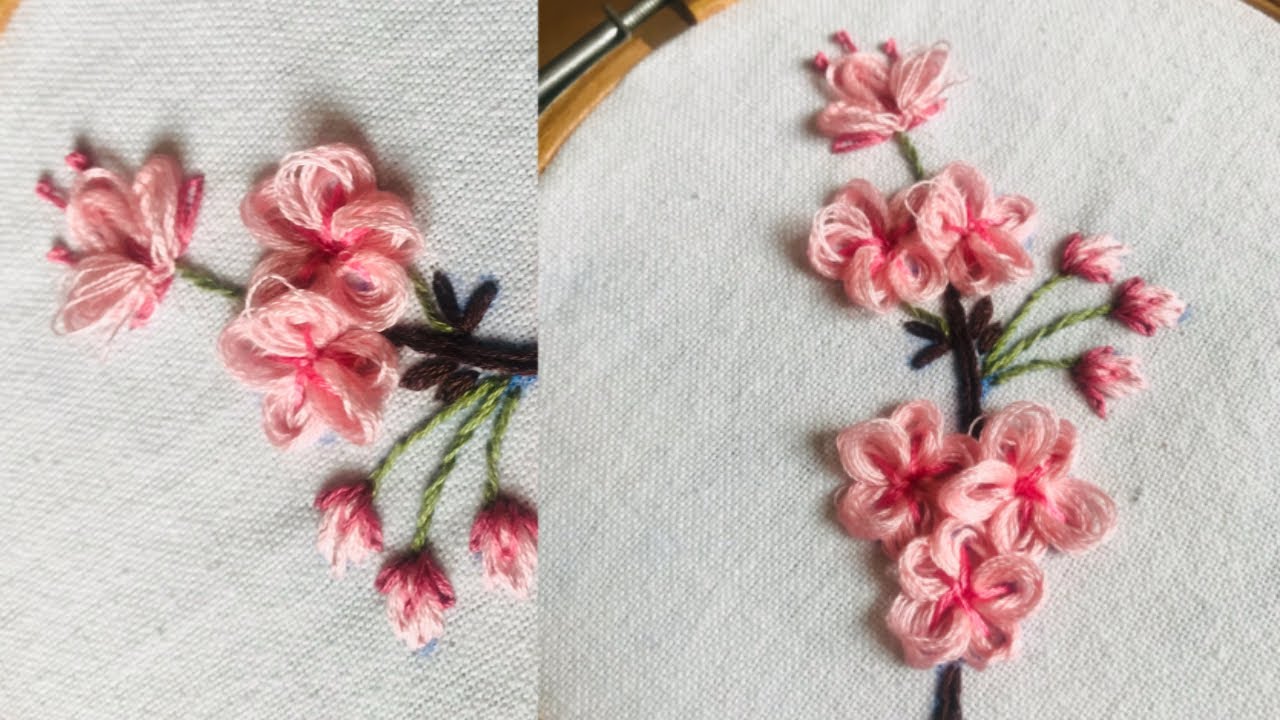 Cherry blossom (sakura) 🌸 || Threads & Needles || 121- hand embroidery ...