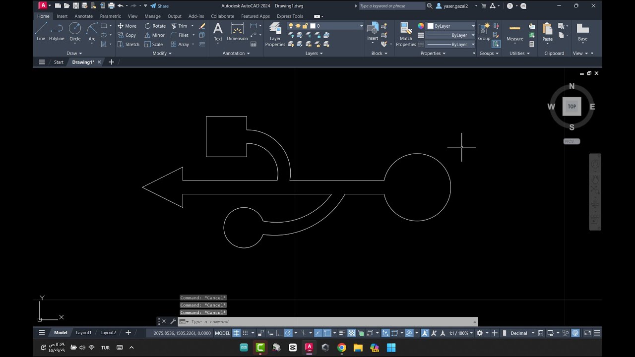 AutoCAD 2D Exercise - USB Logo ( 34 ) - YouTube