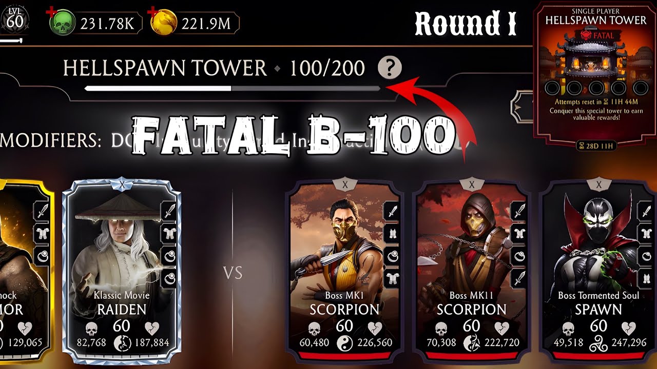 Fatal Hellspawn Tower Boss Battle 100 A Guaranteed Diamond Reward Mortal Kombat Mobile - YouTube