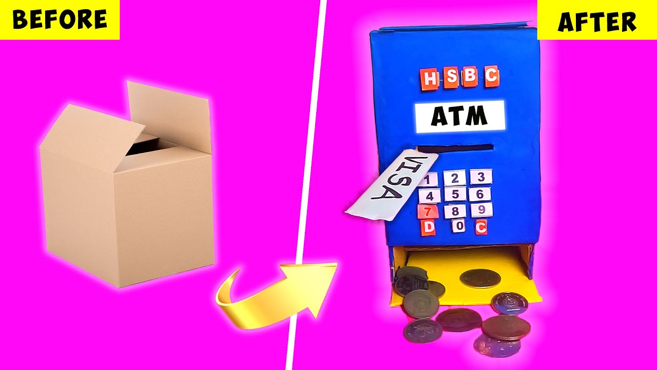 DIY Fun: Craft a Playful ATM out Of Cardboard for Kids (No Money Needed ...