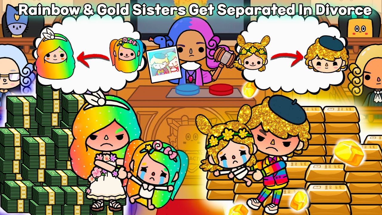 Rainbow & Golden Hair Sisters Get Separated In Divorce | Toca Life ...