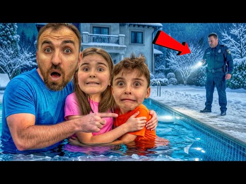 ANNEMDEN GİZLİ GECE BUZ GİBİ HAVUZA GİRDİK!! ESLEM YUSUF ANNEM ÇOK KIZDI!! 