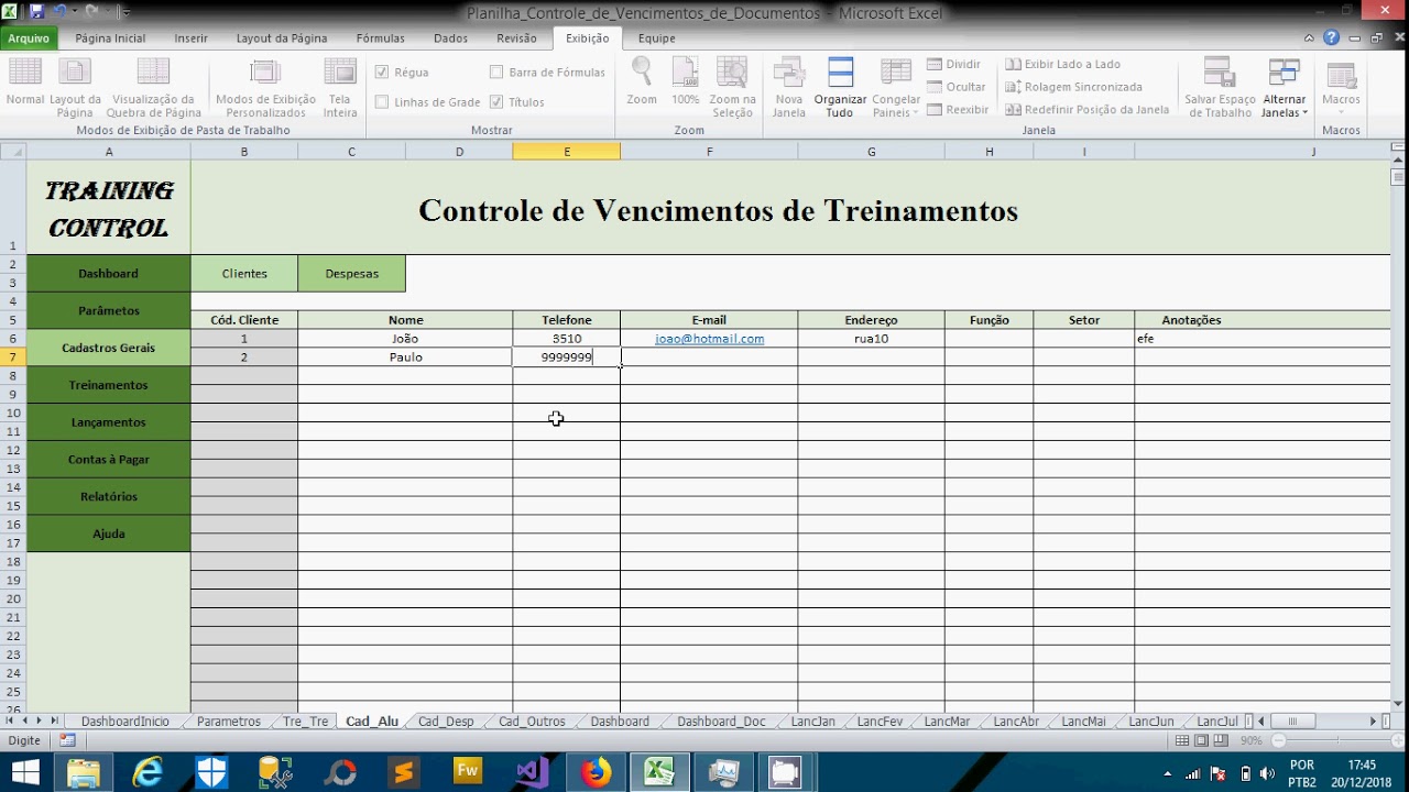 Planilha para Controle de treinamentos - YouTube