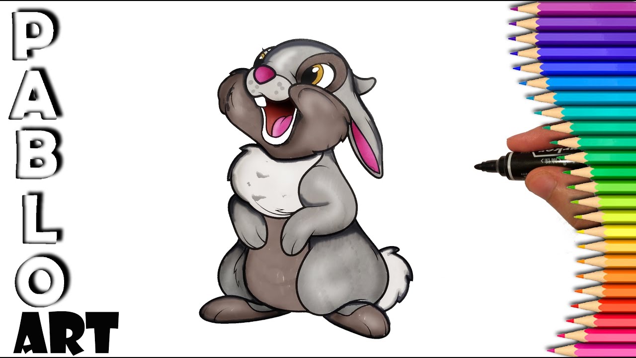 How to color Thumper from Bambi Disney's | Learn to Draw step by step ...