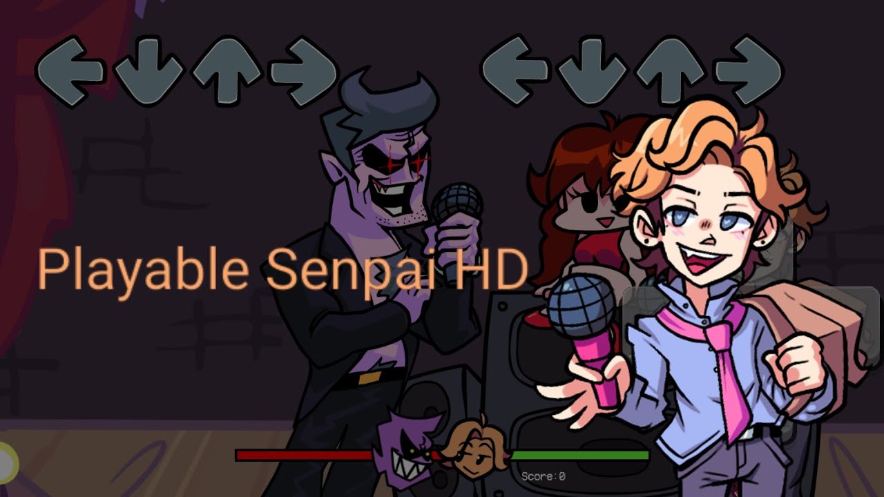 playable senpai HD (not angry) العب سنباي fnf - YouTube