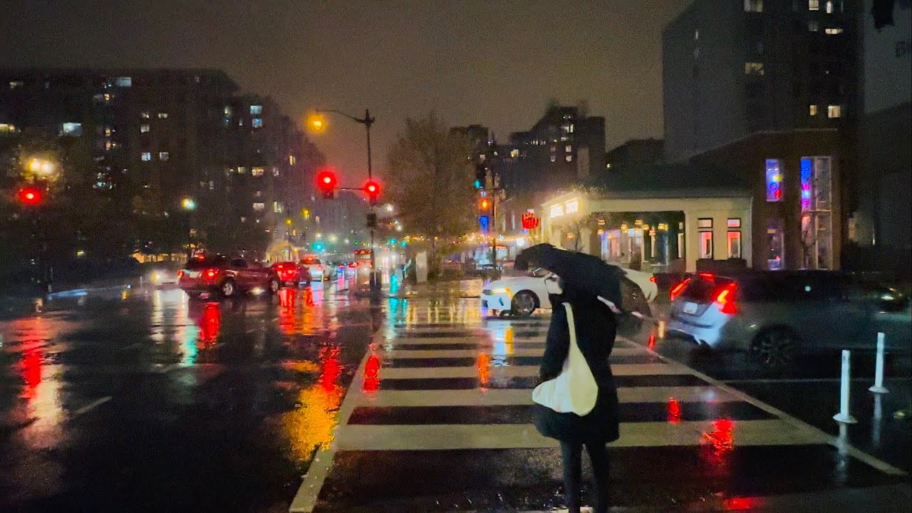 (4K) Washington DC Heavy Rainfall - Late Night Walk - Rain and City ...