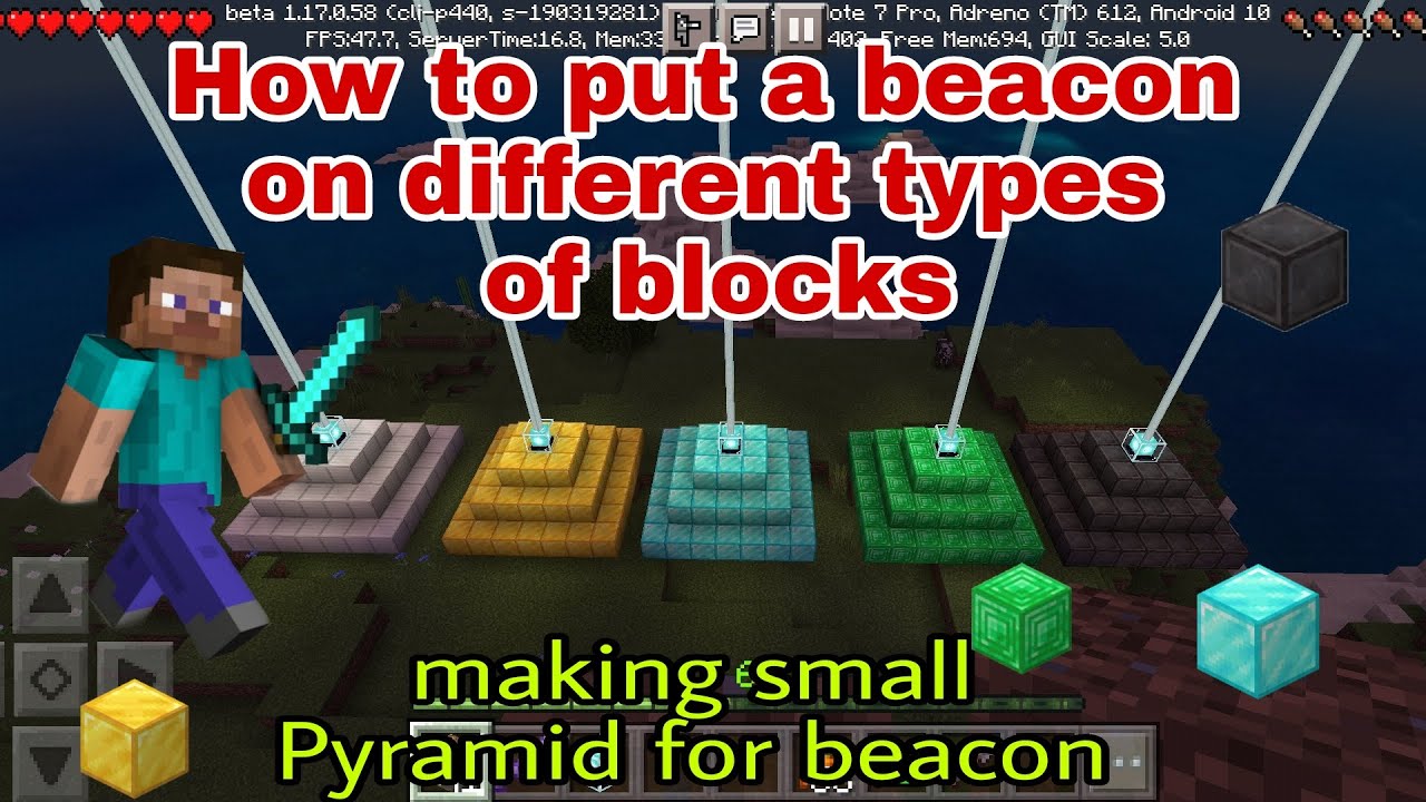 How to put a beacon on different types of blocks || beacon light ...