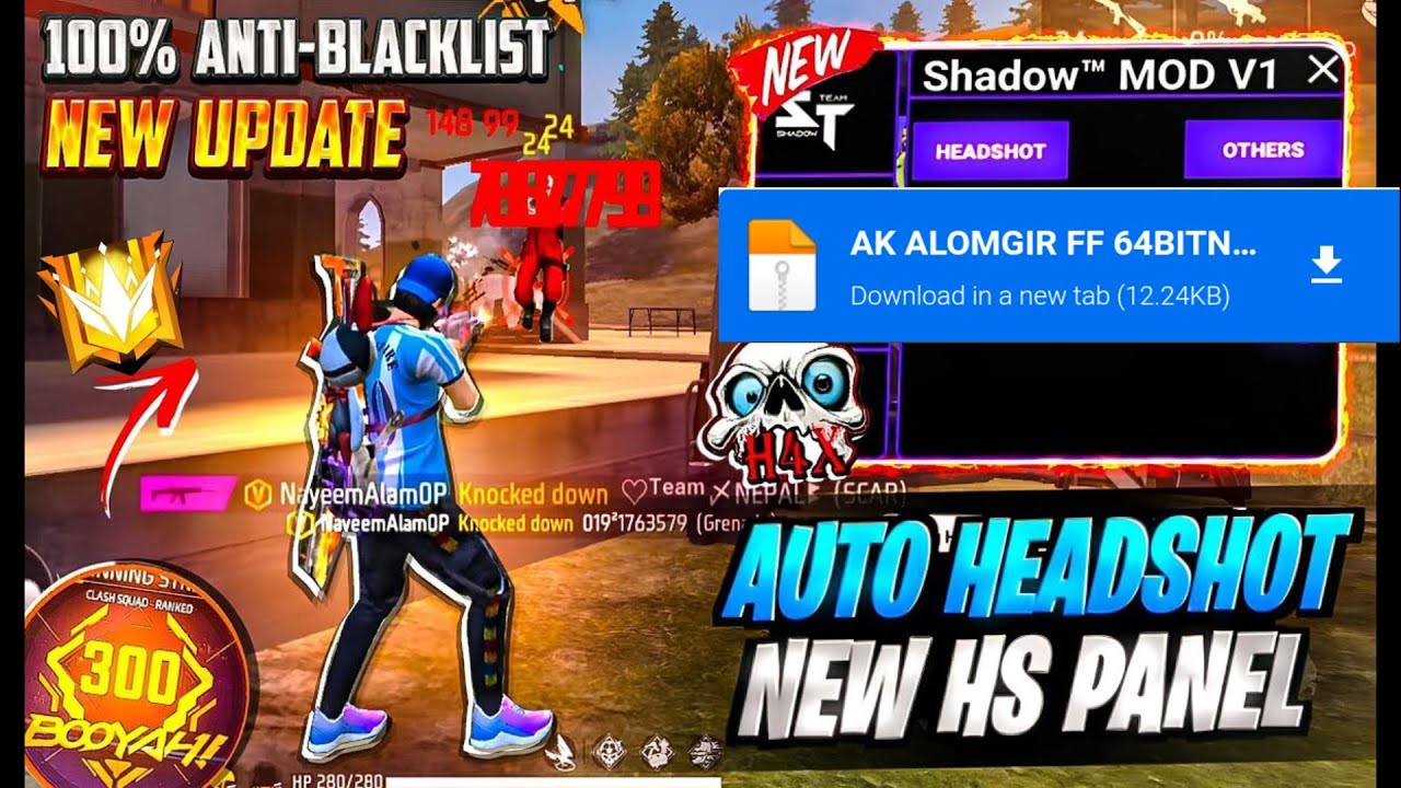 HEADSHOT HACK FREE FIRE | FULL BODY HEAD | OBB HACK HEADSHOT | - YouTube