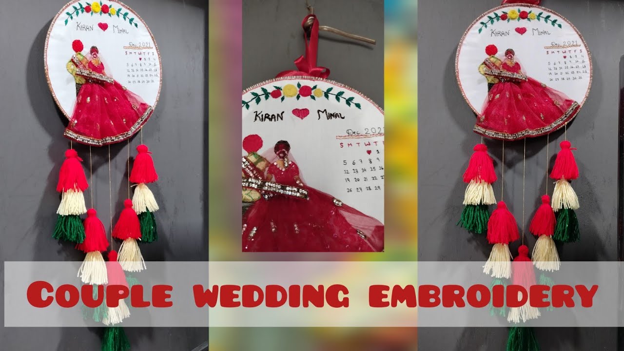Couple Hoop Hand Embroidery Design/ calendar design/Bride and groom ...