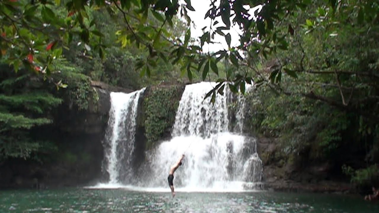Waterfall rope jump fail - YouTube