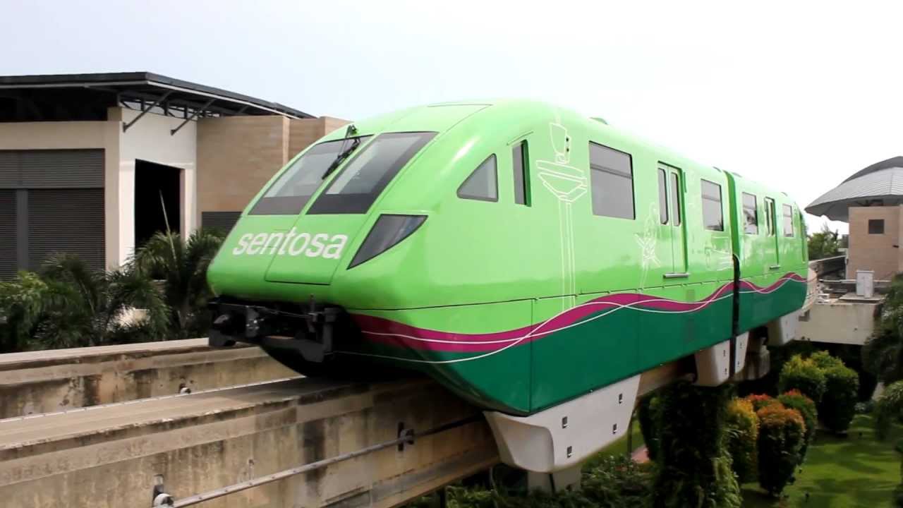 Sentosa Express - Green Monorail (Departing Beach Station) - YouTube
