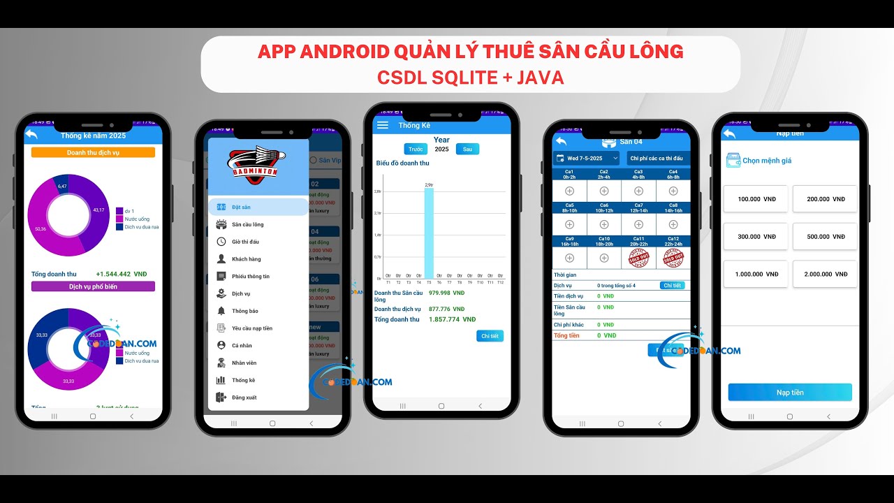 Code app android quản lý cho thuê sân cầu lông - Cơ sở dữ liệu Sqlite + java - YouTube