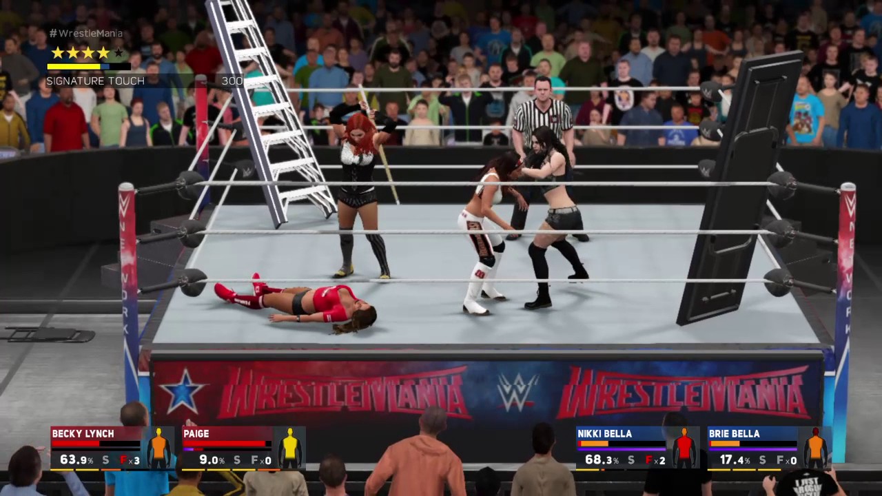 WWE 2K17 Pagie and Becky lynch vs nikki Bella and Brie Bella diavs tag ...