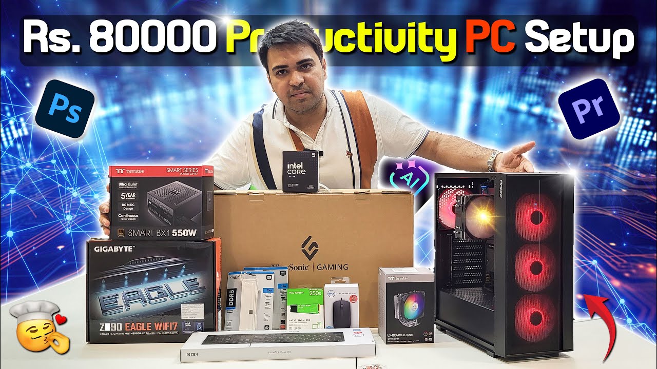₹80000 Productivity Full PC Setup Build with Intel Core Ultra 5! - YouTube