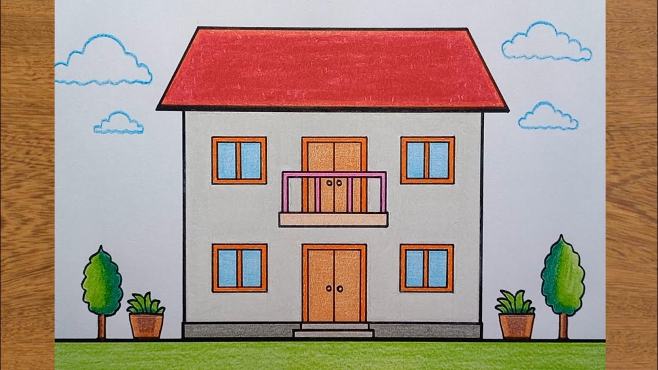 How to Draw a Level House (Step by step) Drawing a House For Beginners ...