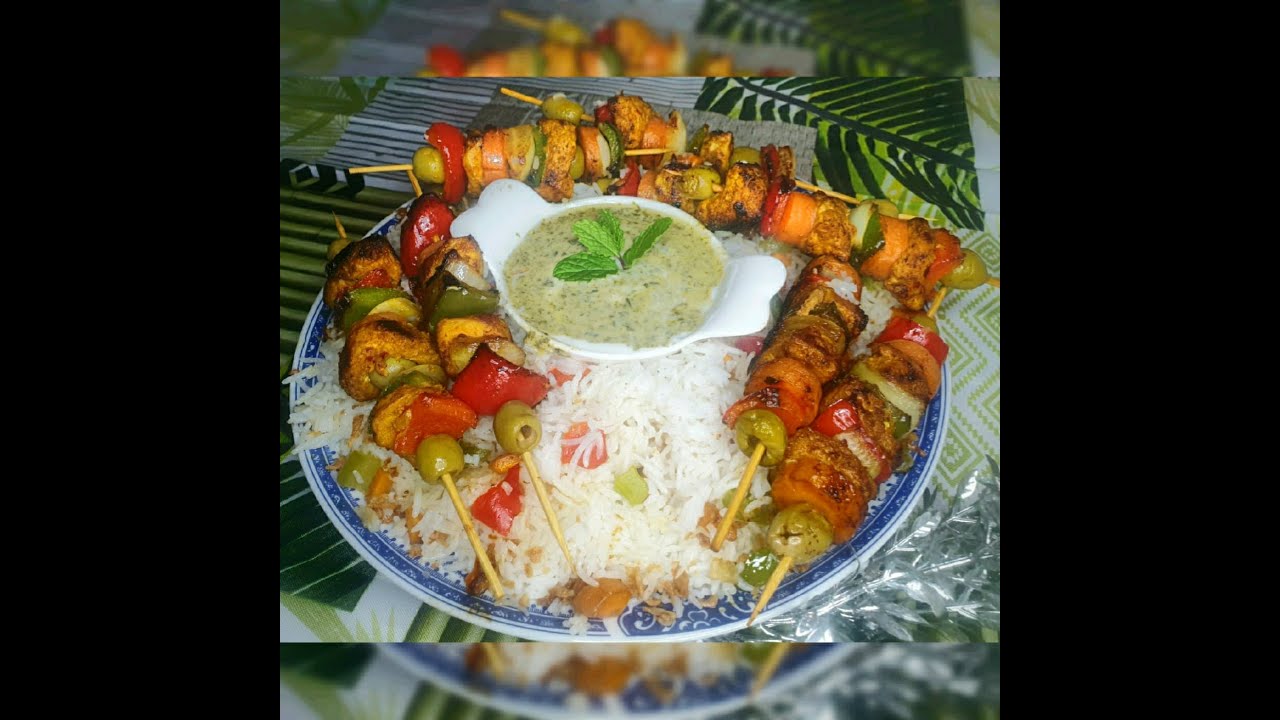 Sizzling Chicken Shashlik Recipe | Chicken Shashlik With Rice Recipe I ...