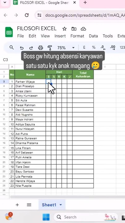 Bikin absensi otomatis di EXCEL #excel #exceltips #exceltrik #tutorexcel #belajarexcel # ...