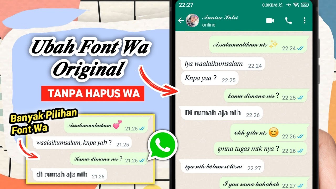 Cara mengubah Font/tulisan Wa jadi keren di semua Hp | Tutorial ubah ...