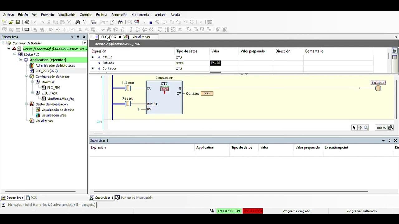 Contador de Botellas project CODESYS the IEC 61131 3 programming system provided by Festo 2024 ...