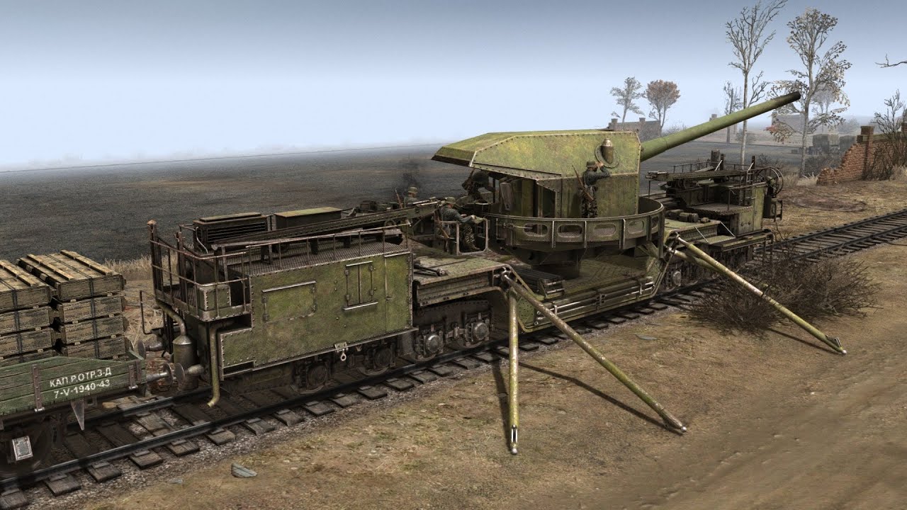 RAILWAY GUN 180mm TM1 CALL TO ARMS GATES OF HELL OSTFRONT - YouTube