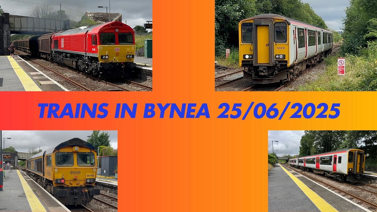 Trains In Bynea 25/06/2025 Including GBRF 66792 DB 66199 - YouTube
