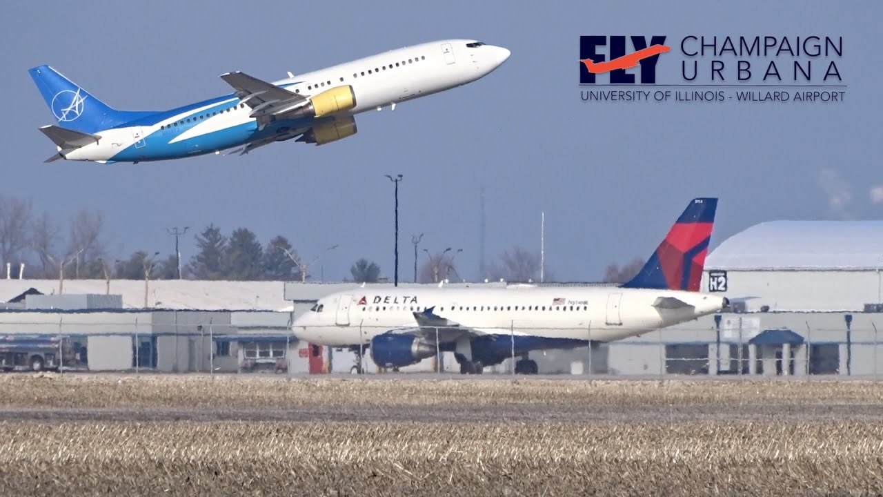 Delta A319 and Swift 737-400 Basketball Charters at Champaign - YouTube
