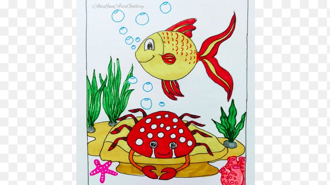 How To Draw Easy Under Water Drawing For Beginners | Underwater Fish ...