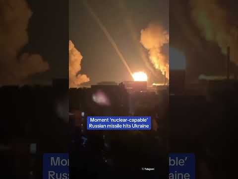 Moment 'nuclear-capable' Russian missile hits Ukraine