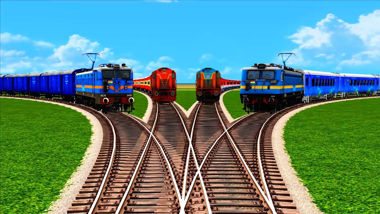 4 Branch Very Dangerous Railroad Track🚦Risky Sharp Bend Track🛑Trainz ...