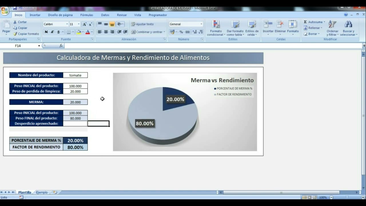 Calculo de Merma de un Alimento - Plantilla Excel - YouTube