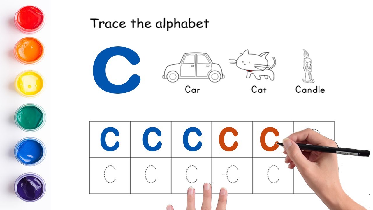 Trace The Alphabets- C for Car, Cat, Candle | ABCD for kids learning ...