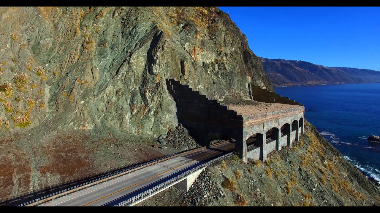 Rain Rocks Rock Shed and Pitkins Curved Bridge, Aerial Views - YouTube