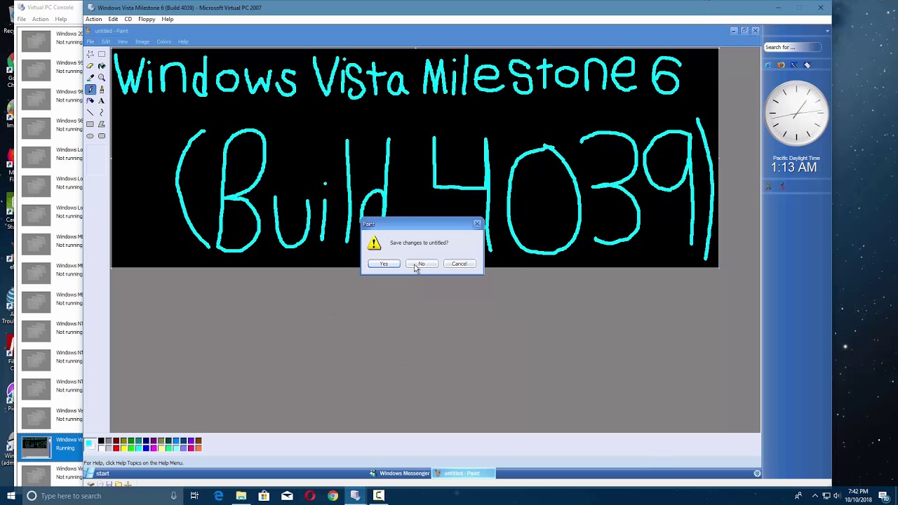 Windows Vista Milestone 6 (Build 4039) in Virtual PC 2007! - YouTube