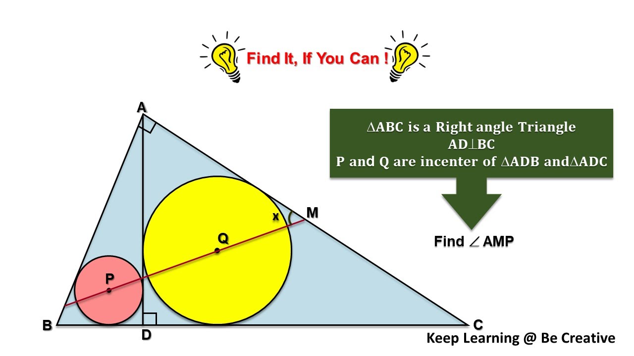 Geometry | Right Triangle | Similarity | Incenter | Hard Problem | RMO ...