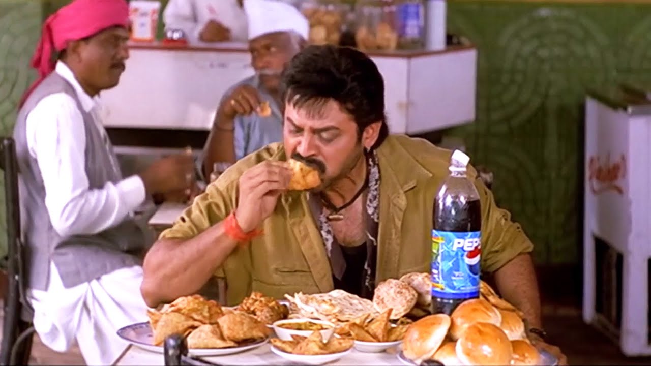 Venkatesh Telugu Movie Ultimate Food Eating Comedy Scene | Kotha ...