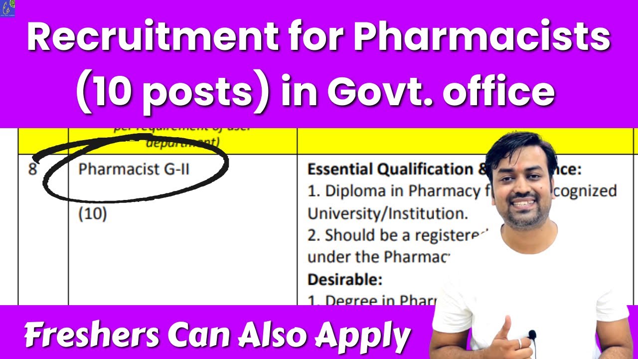 Pharmacy Vacancy || Pharma Govt. Jobs || Recruitment for Pharmacists ...
