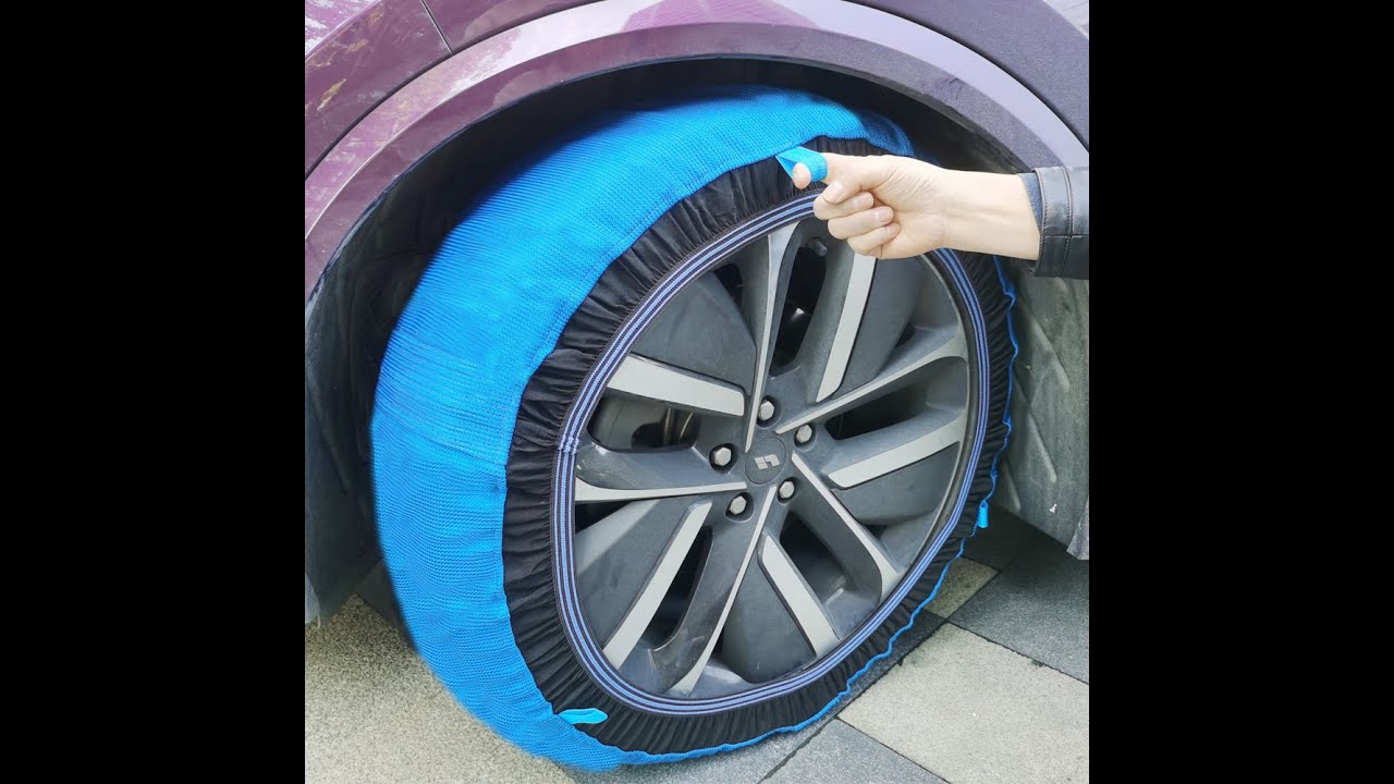 Atlichain auto snow sock mouting, how to mount textile snow chains ...