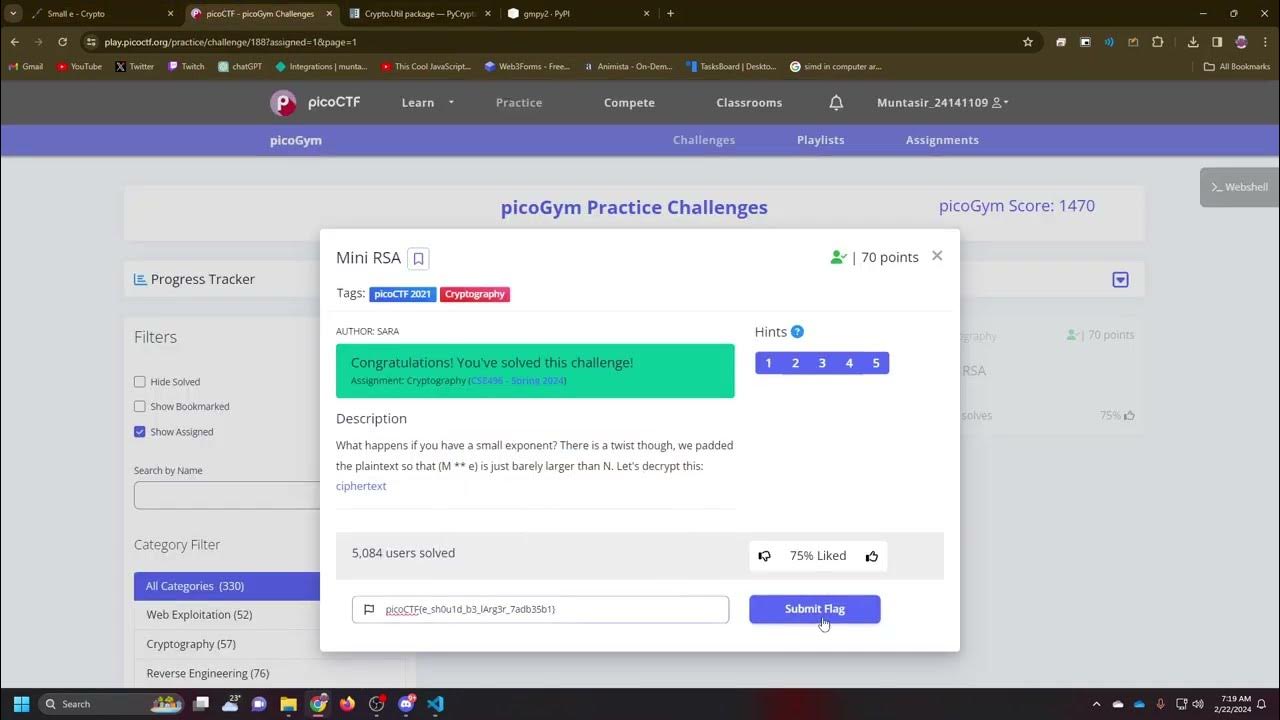 Task 3 - Mini RSA - picoCTF - YouTube