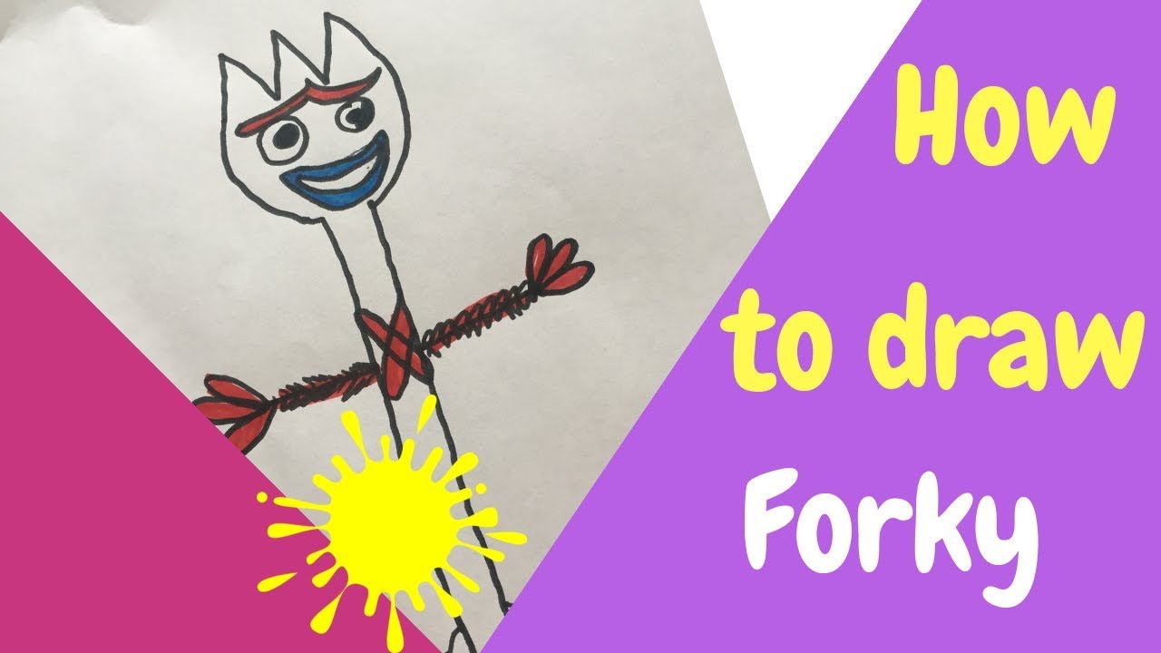 How to draw Forky from Toy Story 4 step by step - YouTube