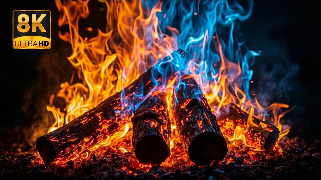 FIREPLACE 8K 🔥 Fireplace video with Burning Logs & Fire Sounds ...